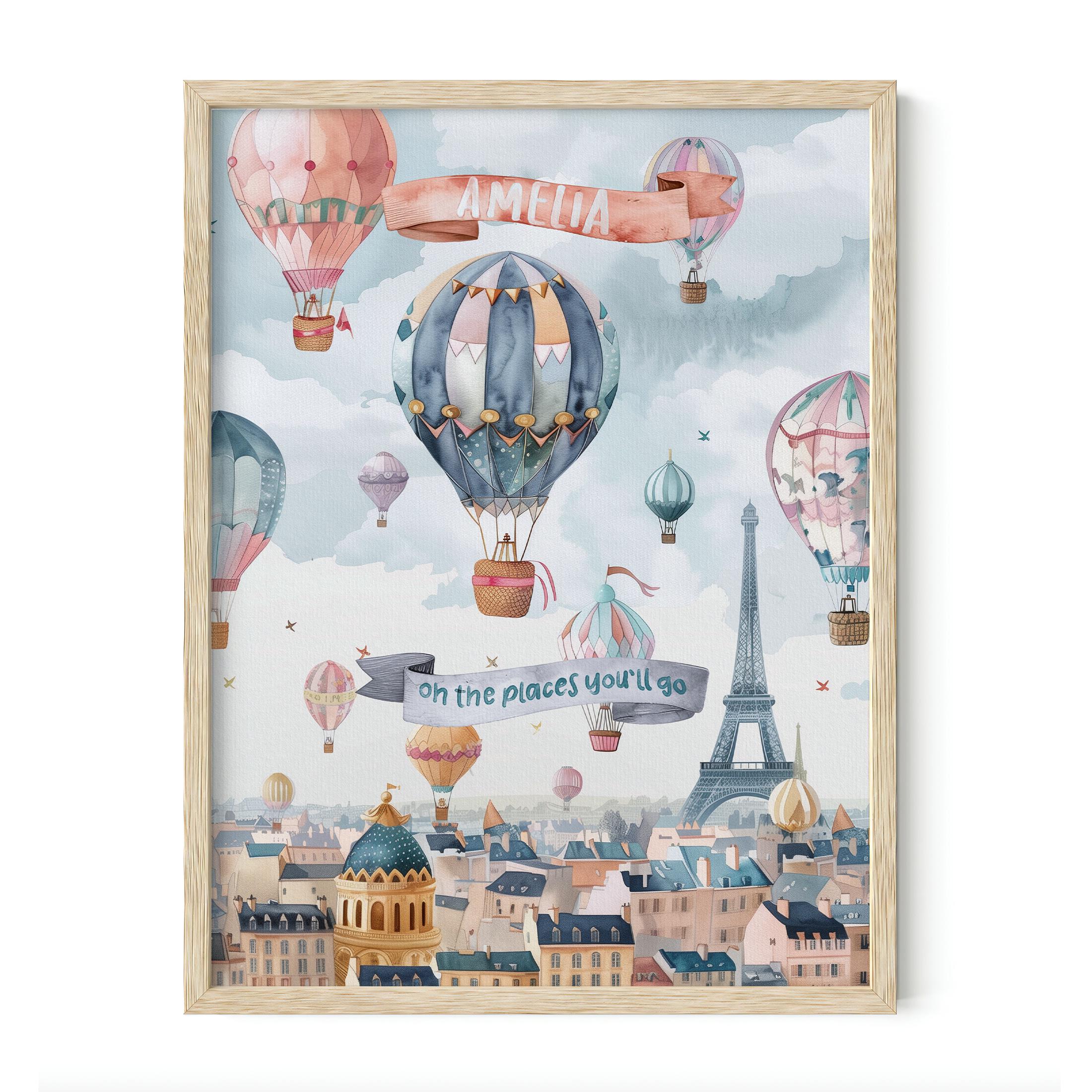 Hot Air Balloons Over Paris Original Art Girls Room Style Girls Decor ...