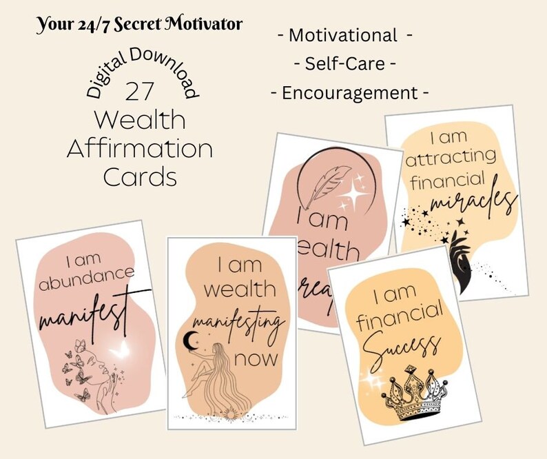 27 Wealth Affirmation Cards for Women. Your 24/7 Secret Motivator ...