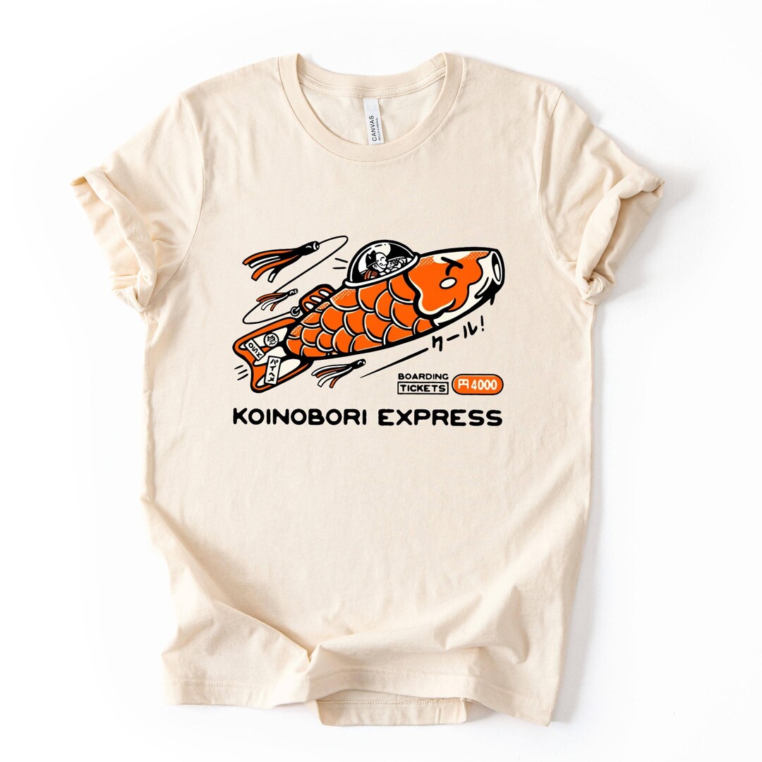 Koinobori Express Japanese Fish Graphic T-shirt, Unisex Kawaii Travel ...