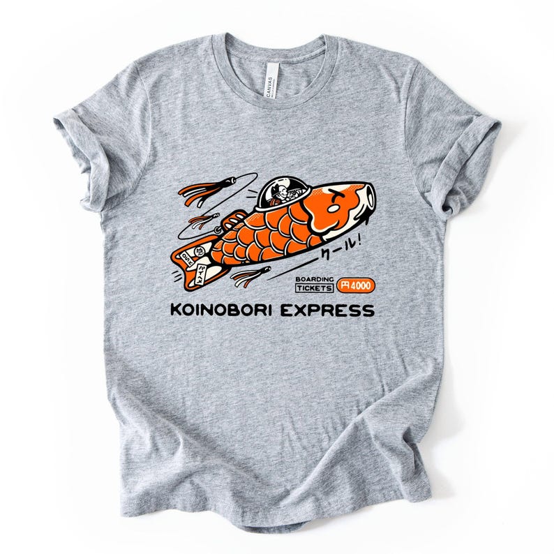 Koinobori Express Japanese Fish Graphic T-shirt, Unisex Kawaii Travel ...