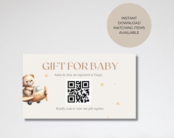 Printable Gift Registry Qr Code, Minimalist Baby Shower Gift Registry ...