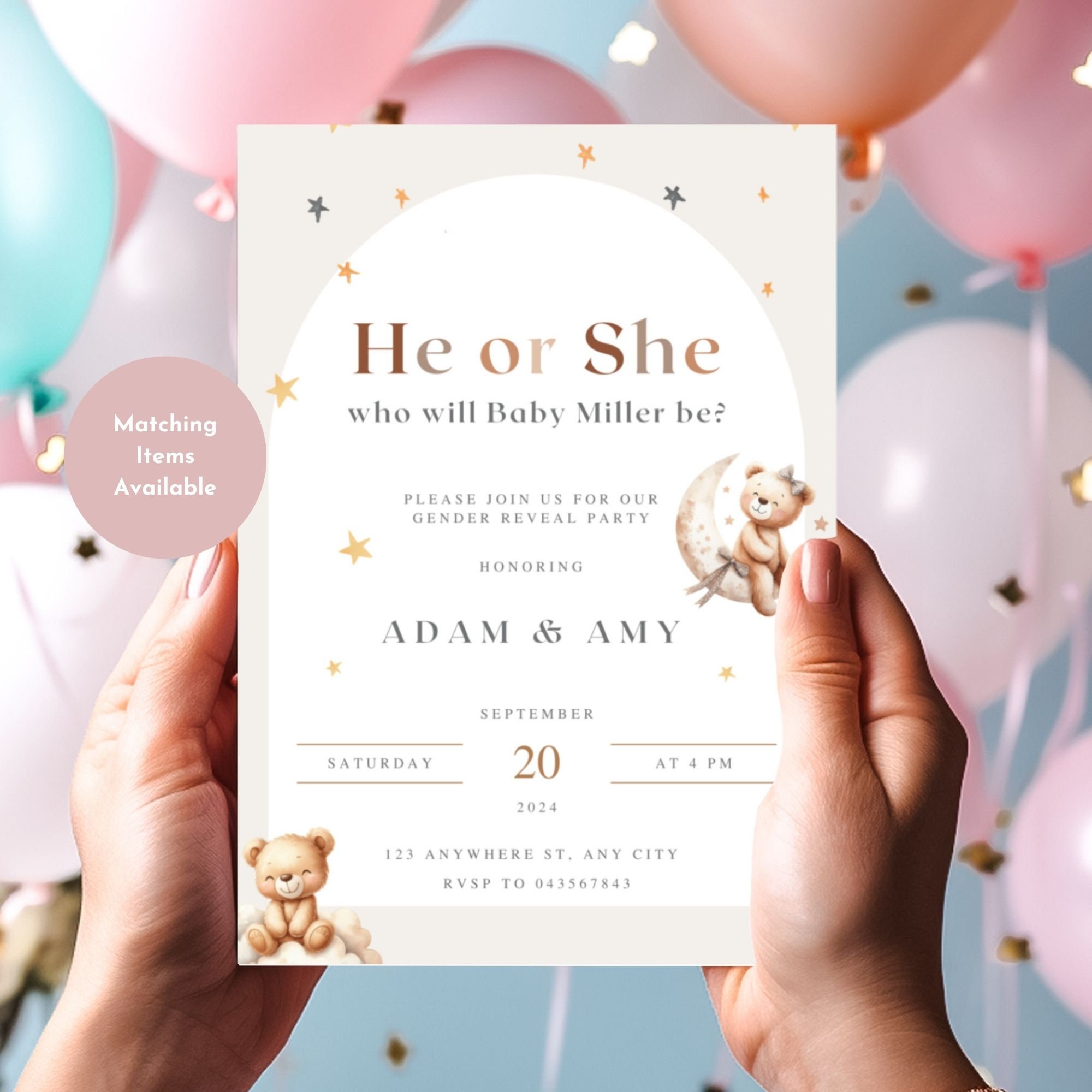 Editable Teddy Bears Gender Reveal Welcome Sign, Instant Download ...