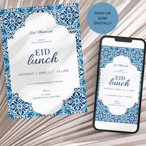 Editable Eid Lunch Invitation, Instant Download Template, Ramadan Night ...