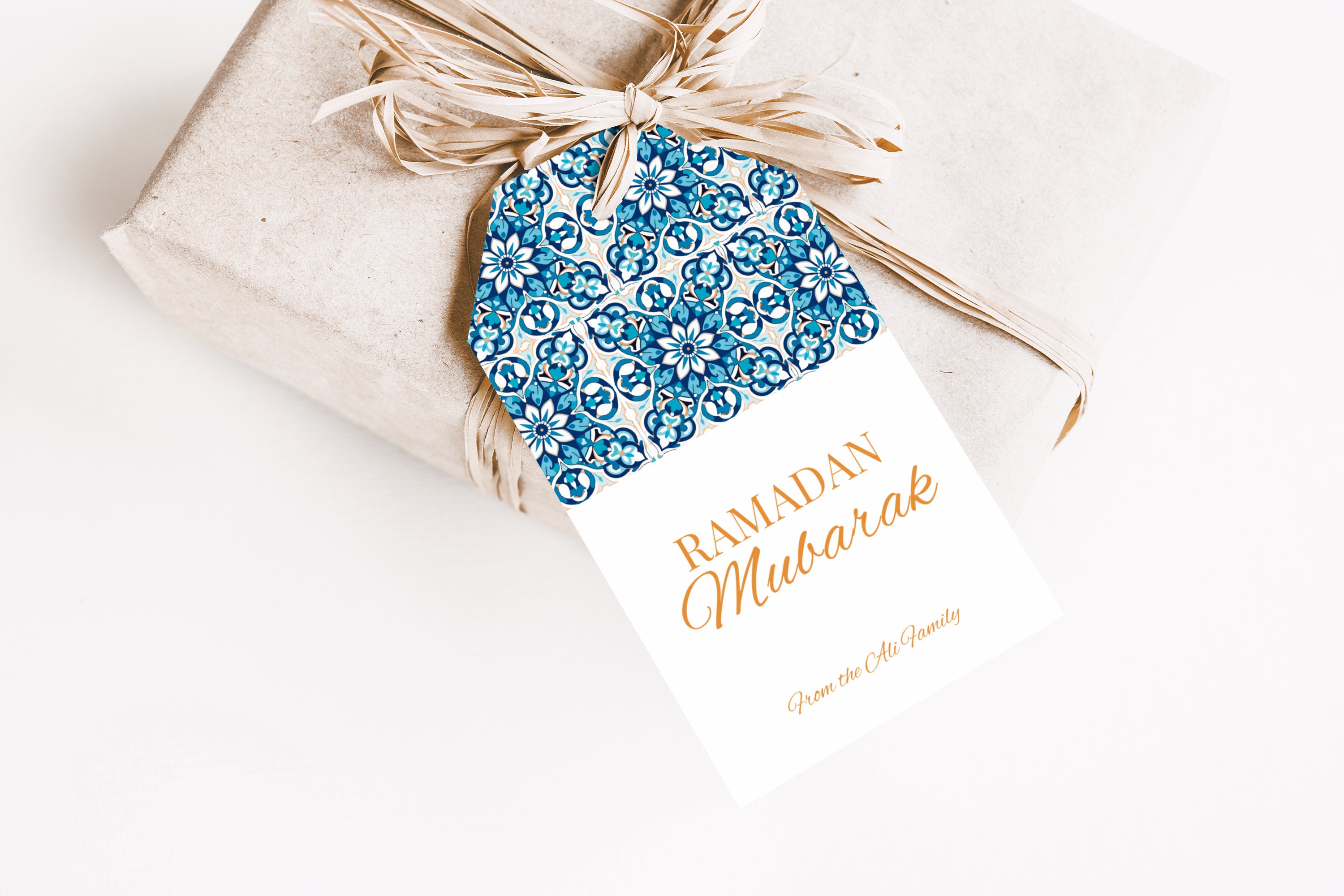 Editable Ramadan Mubarak Gift Tag, Moroccan Tile Design (digital ...