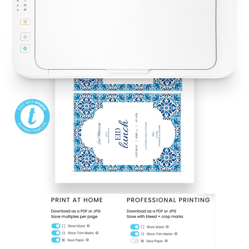 Editable Eid Lunch Invitation, Instant Download Template, Ramadan Night ...