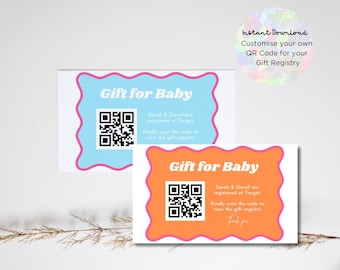 Minimalist Baby Shower Gift Registry Insert Card With QR Code (digital ...