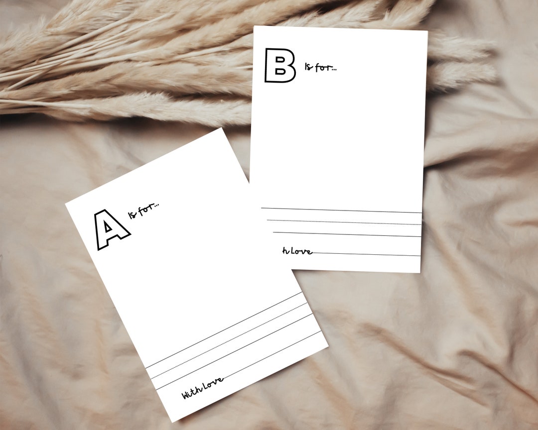 Printable Blank Alphabet Book, Baby Shower Game, Editable Template ...