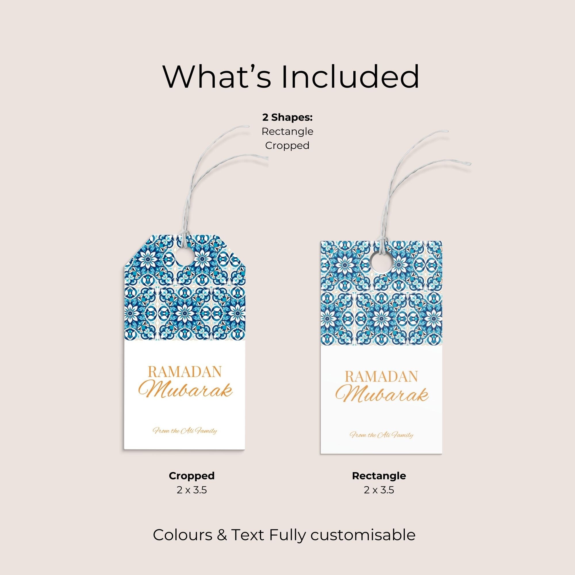 Editable Ramadan Mubarak Gift Tag, Moroccan Tile Design (digital ...