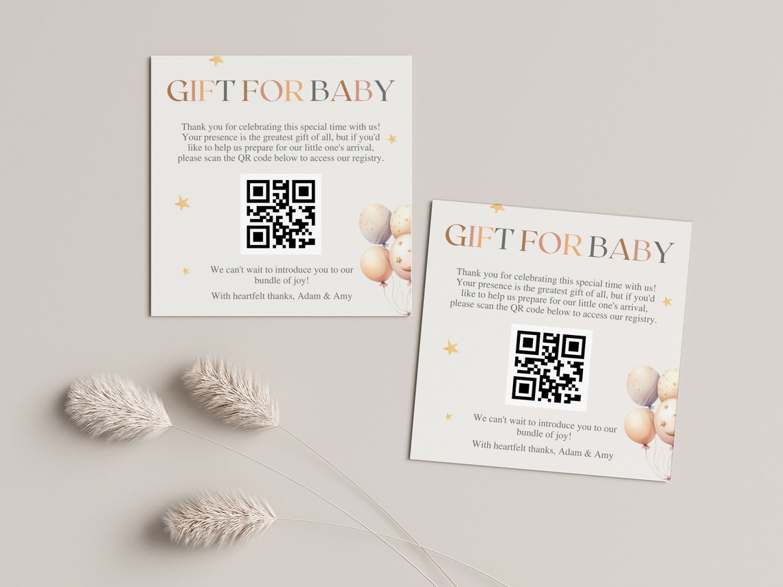Printable Gift Registry Qr Code, Minimalist Baby Shower Gift Registry ...