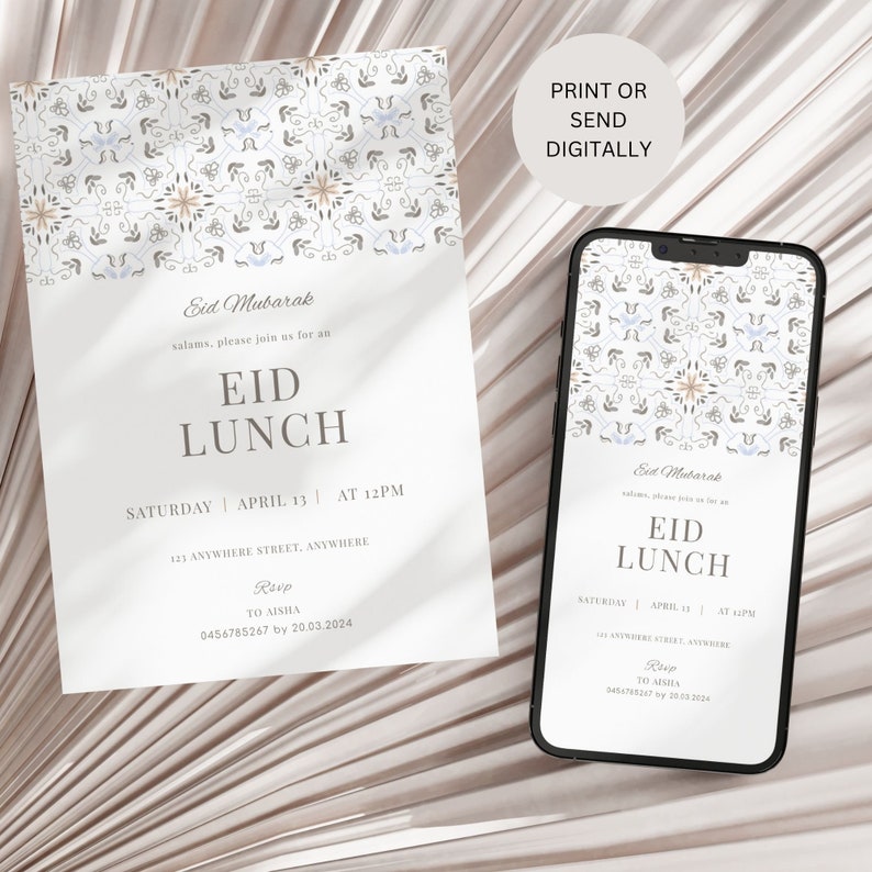 Editable Eid Lunch Invitation, Instant Download Template, Ramadan Night ...
