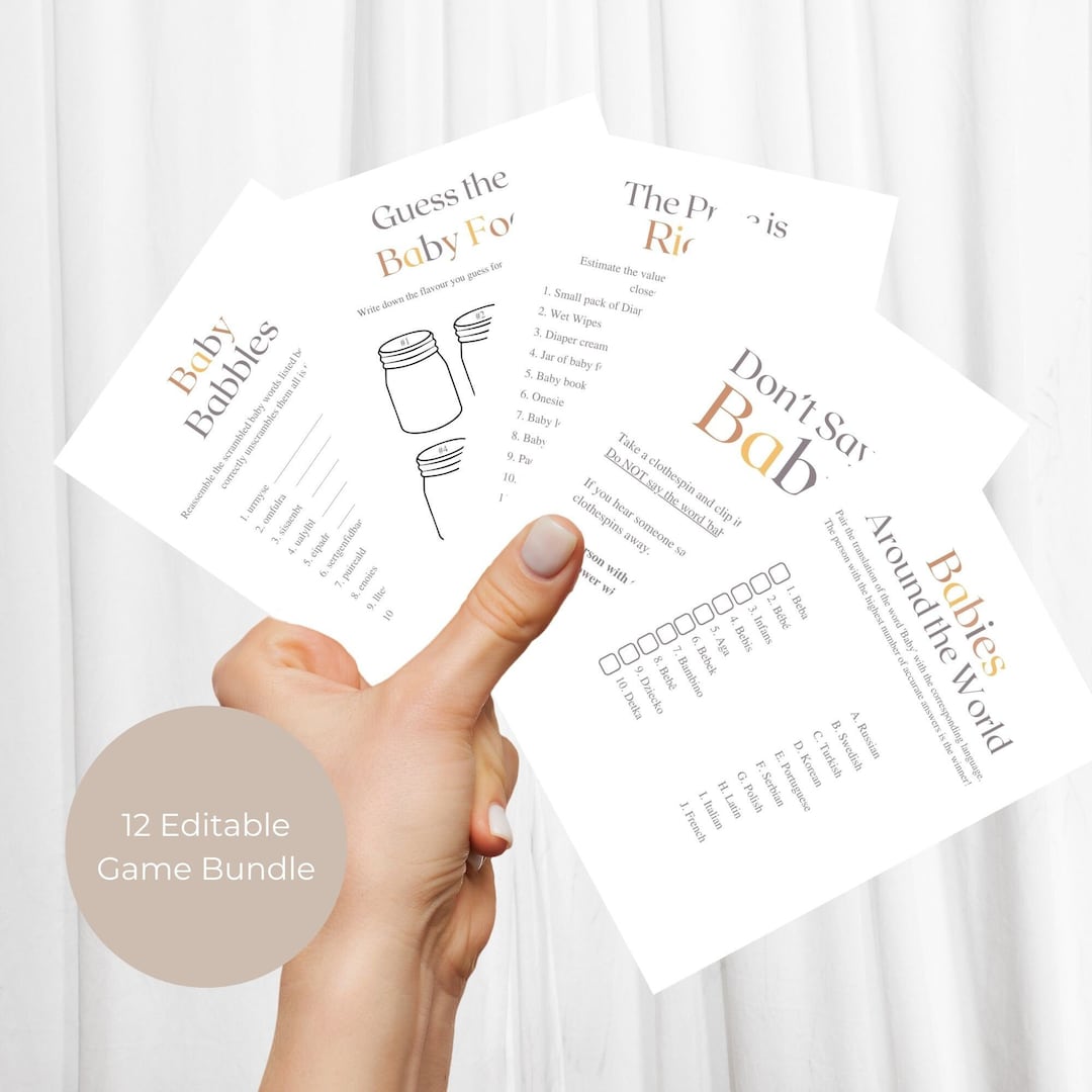 Printable Baby Shower Games Bundle, Instant Download Baby Shower Game ...