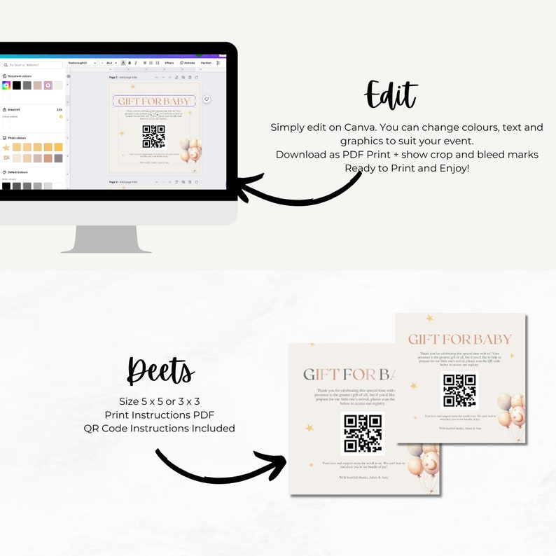 Printable Gift Registry Qr Code, Minimalist Baby Shower Gift Registry ...