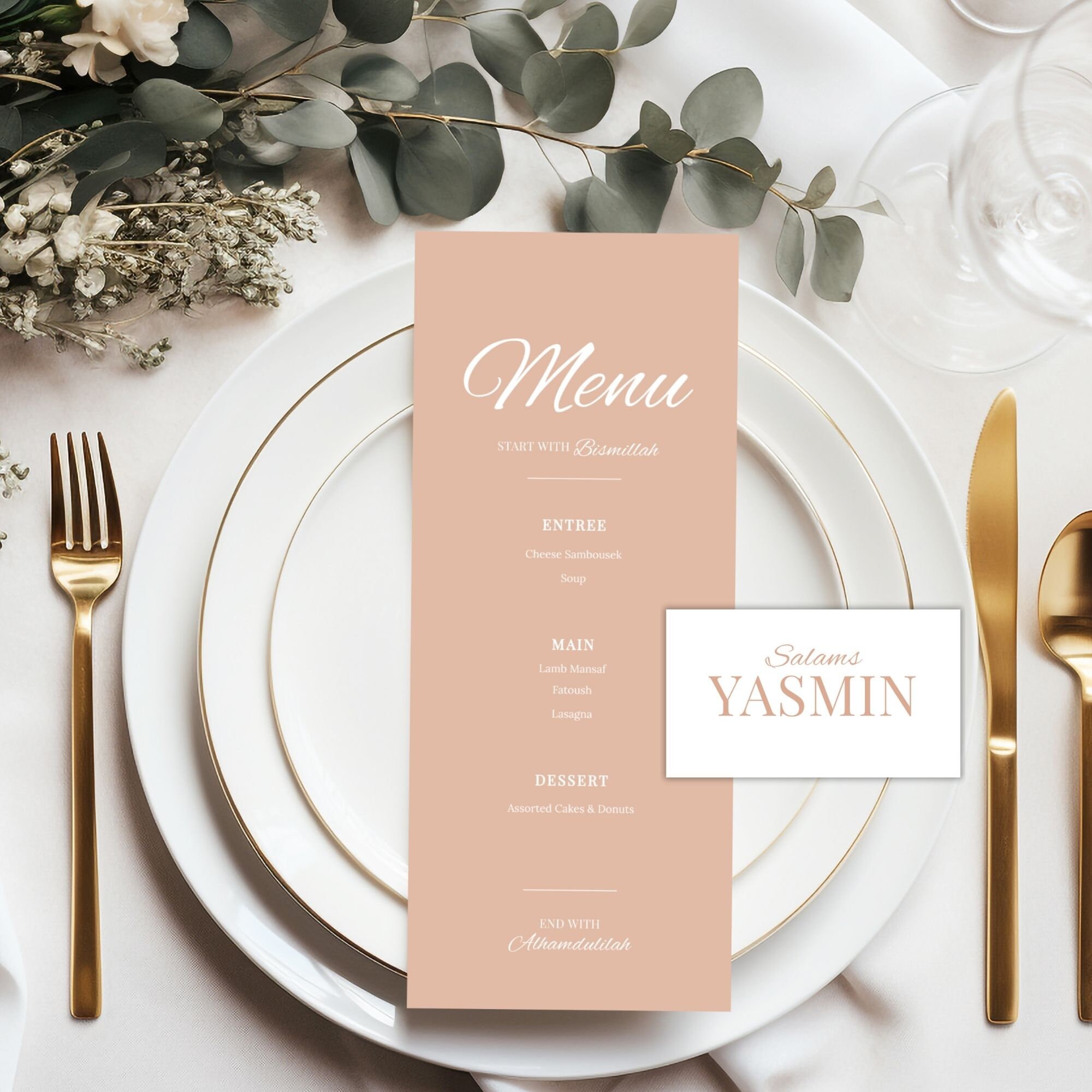 Editable Iftar Dinner Name Place Card, Minimalist Ramadan Decor ...