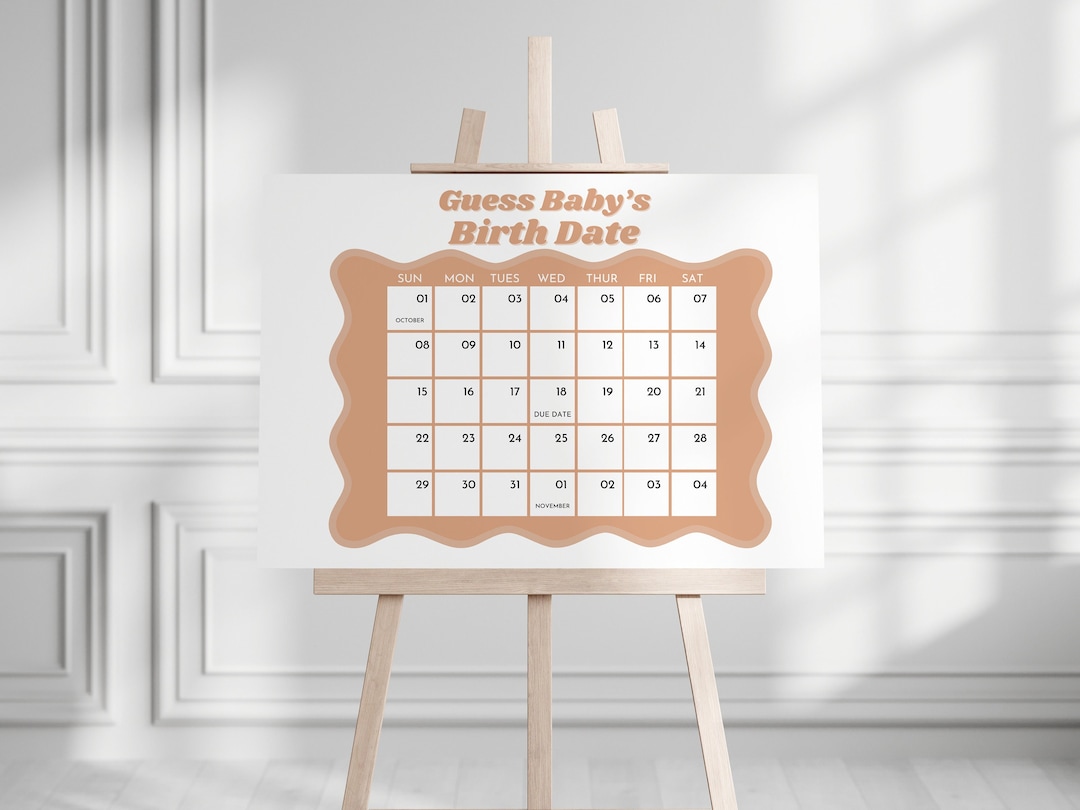 Guess Baby's Due Date | Editable Template | Baby Shower | Prediction ...