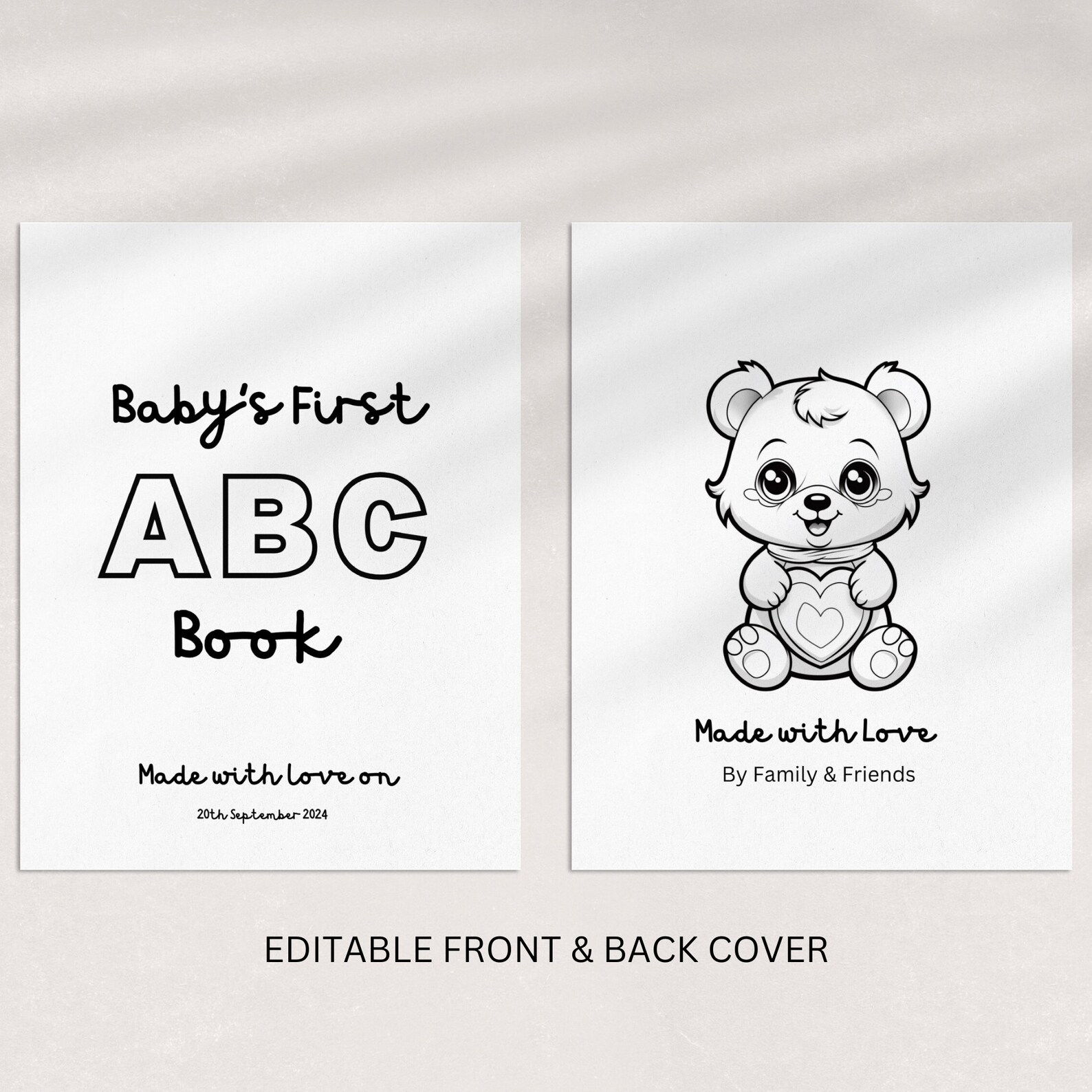 Printable Blank Alphabet Book, Baby Shower Game, Editable Template ...