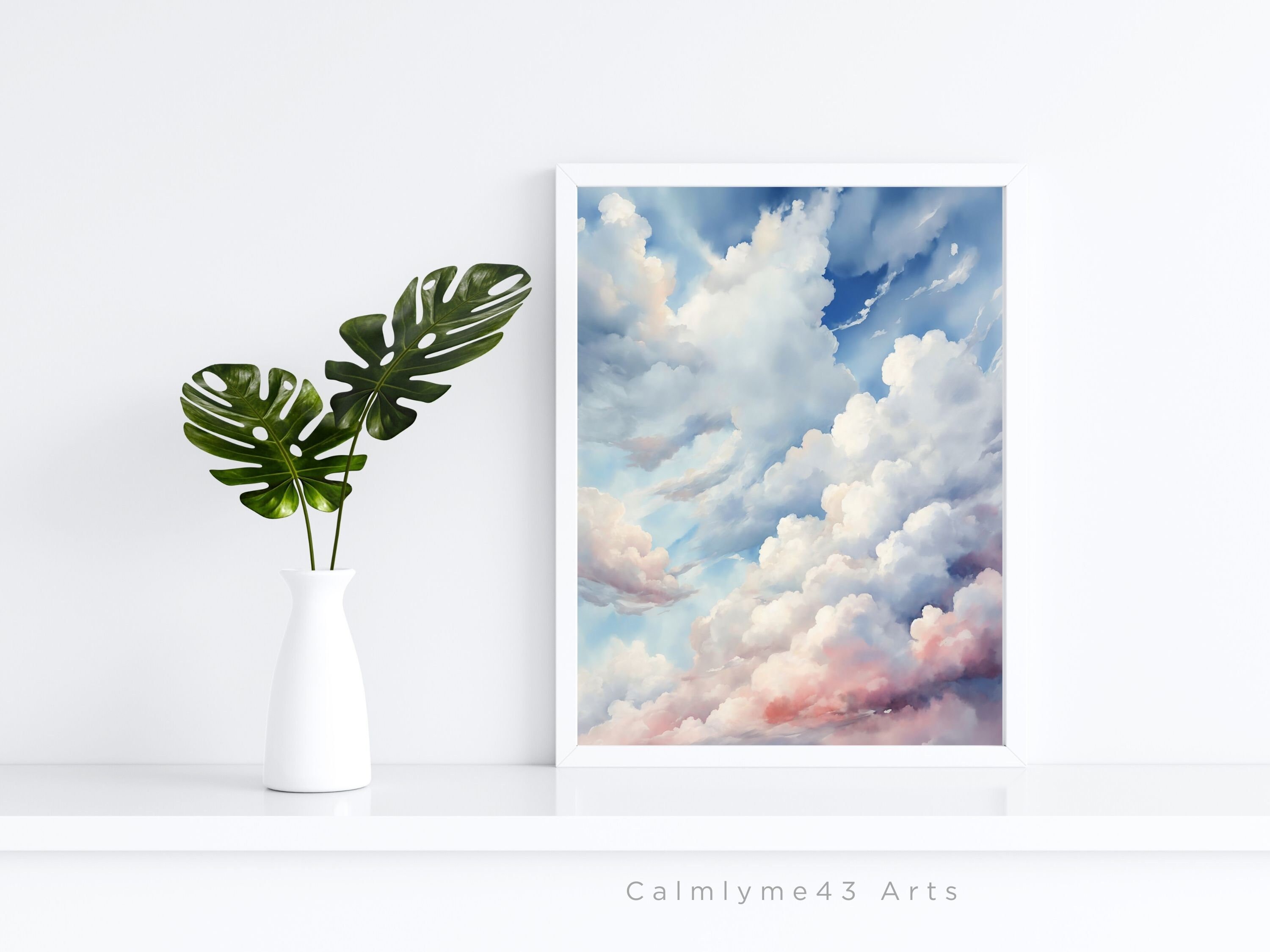 Watercolor Sky, Digital PNG Files, Peaceful Calm Wall Art, Multiple ...