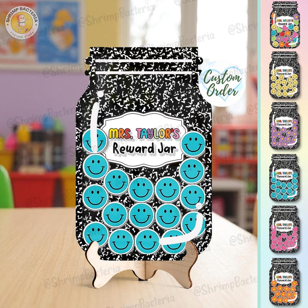 Customized Star Smile Flower Kid Reward Jar, Custom Name Composition ...