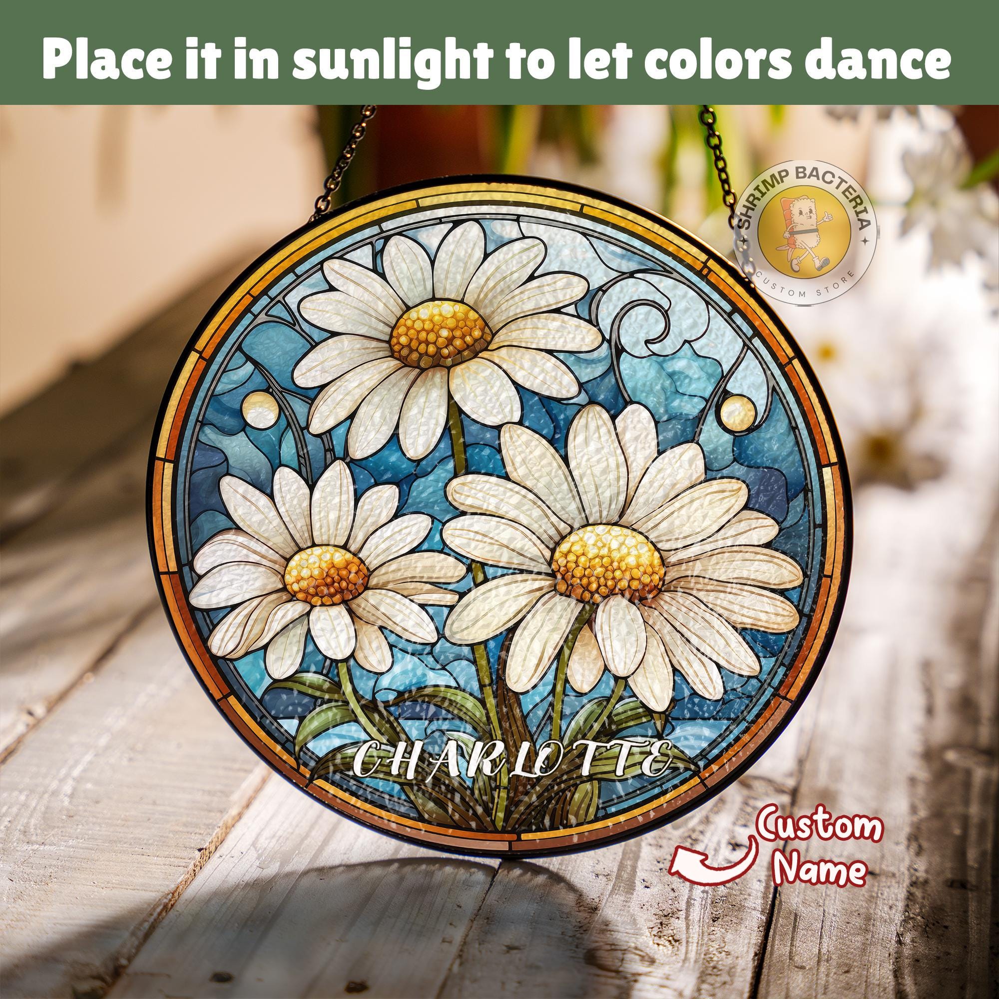 Custom Birth Month Flower Stain Glass Suncatcher, Mom Gift Form Kids ...
