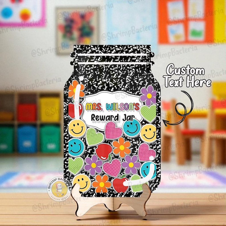 Customized Star Smile Flower Kid Reward Jar, Colorful Classroom Decor ...