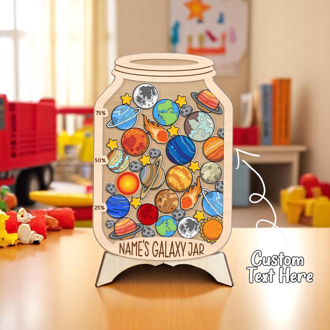 Custom Name's Galaxy Reward Jar, Solar System Planets Reward Jar, Back ...