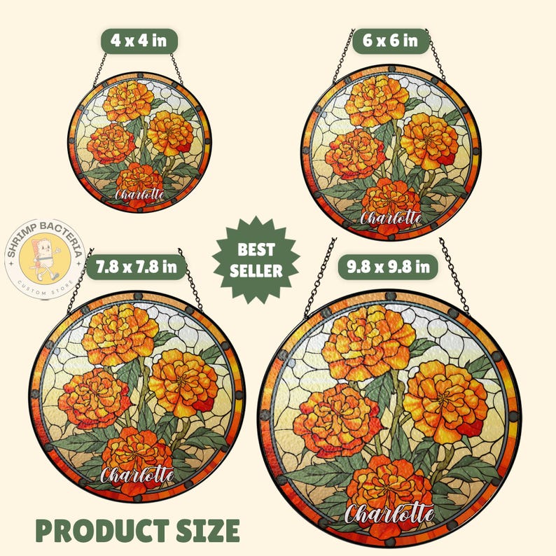 Custom Birth Month Flower Stain Glass Suncatcher, Mom Gift Form Kid ...