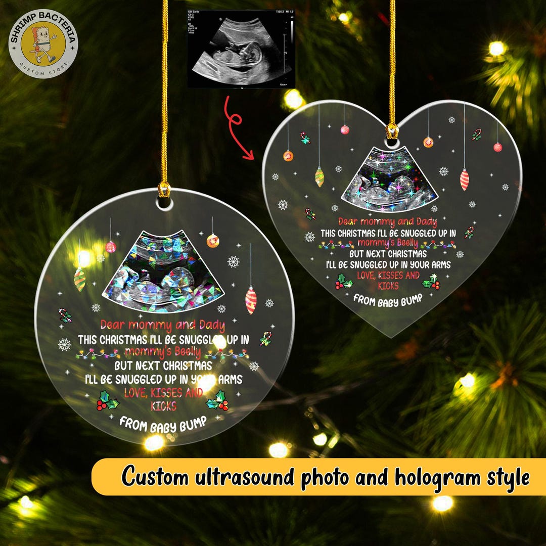 Custom Photo Snuggle up in Mommy's Belly Hologram Ornament, Disney ...