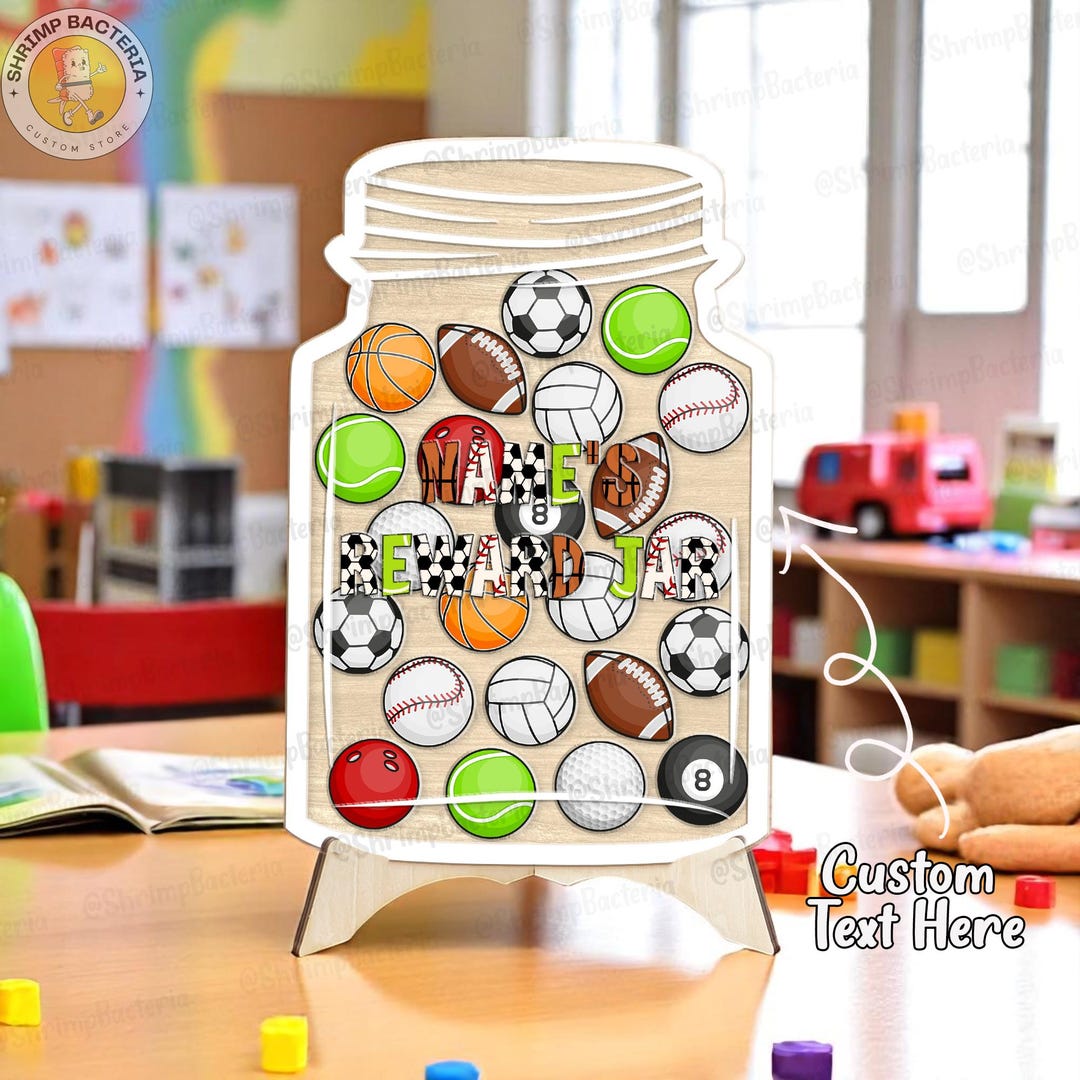 Custom Reward Jar With Tokens Types of Sports , Basketball Soccer ...