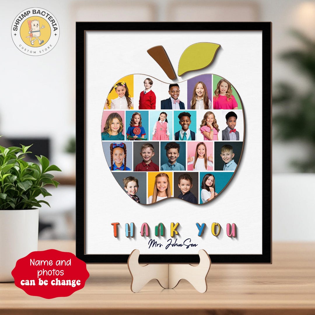 Personalized Teacher Appreciation Photo Collage, Custom Thank You Gift ...