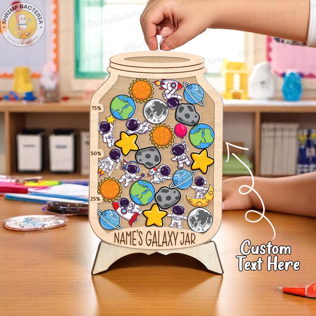 Custom Name Reward Jar, Astronaut Planets Reward Jar, Back to School ...