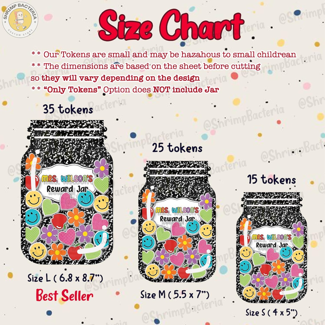 Customized Star Smile Flower Kid Reward Jar, Colorful Classroom Decor ...