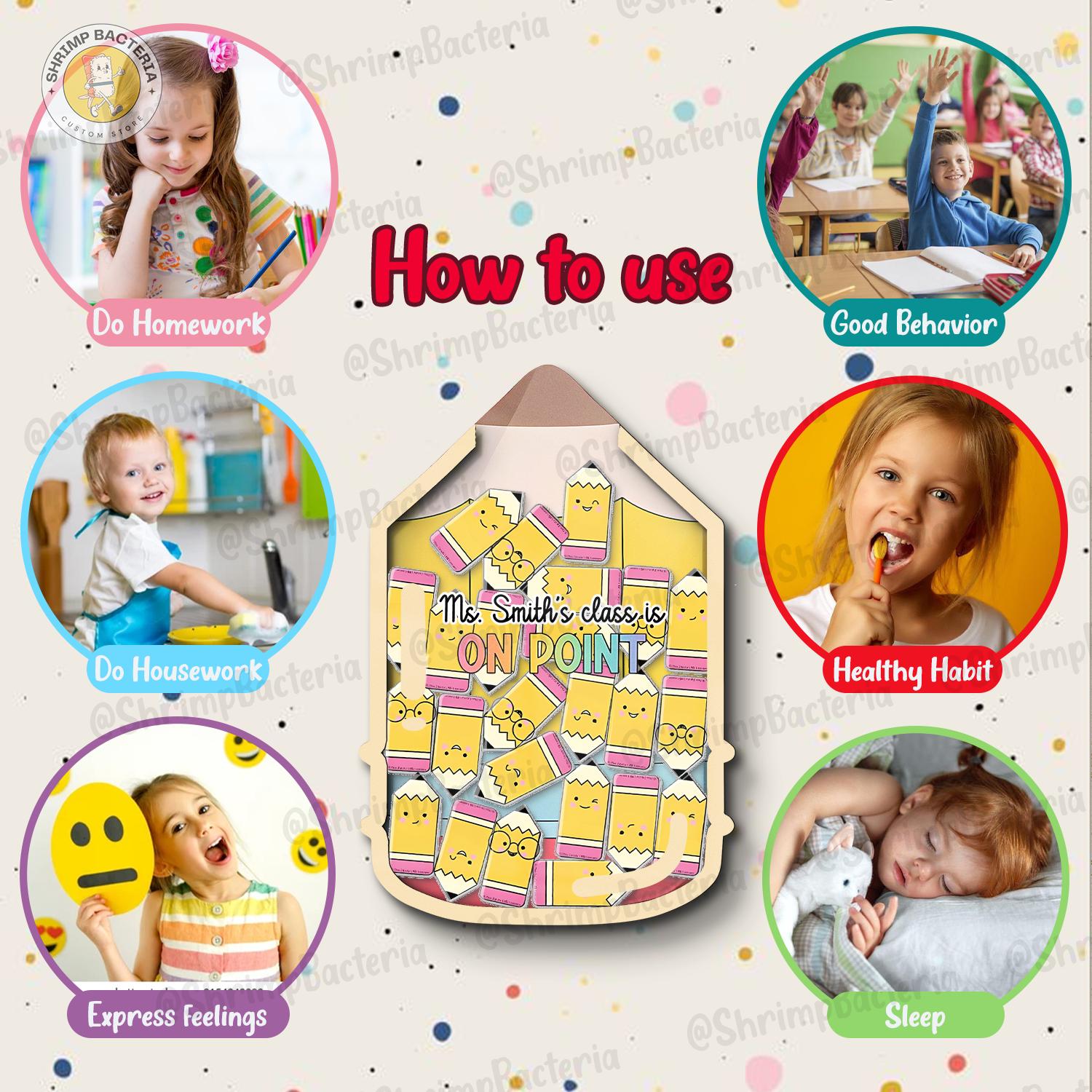 Magnetic Reward Jar With Pencil Tokens, Colorful Classroom Decor ...