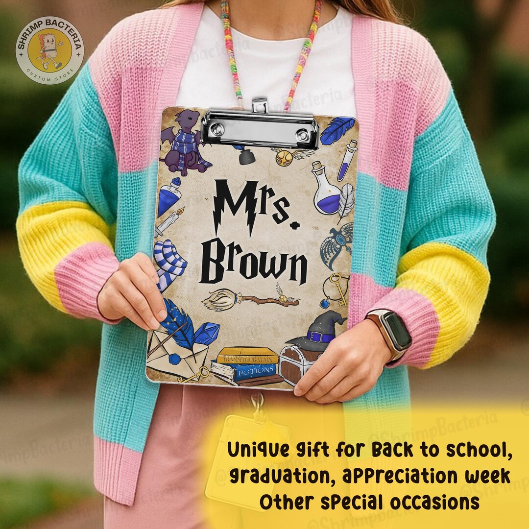 Wizard School Teacher Clipboard Gift, Custom Name Clipboard, Magical ...