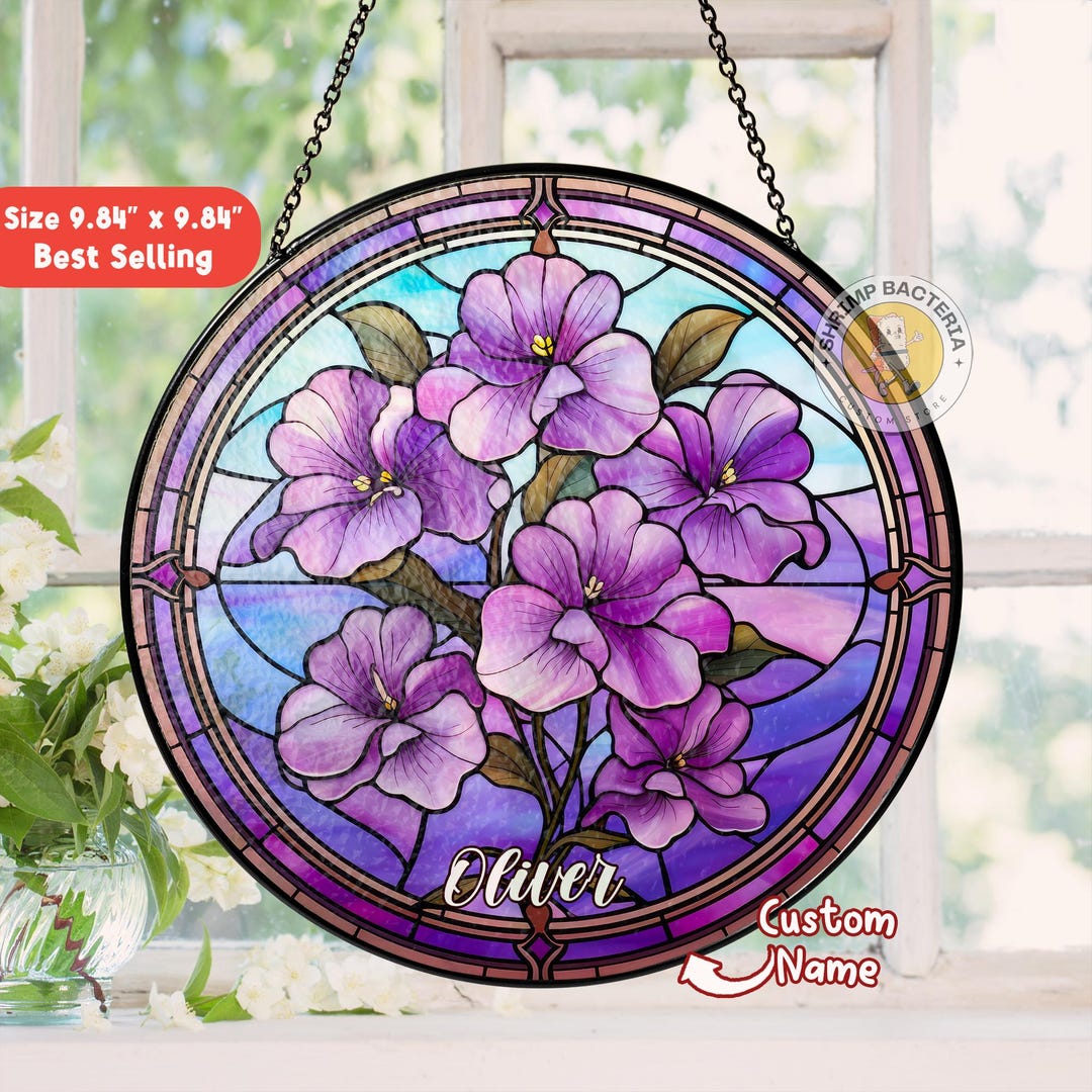 Personalized Birth Month Flower Stain Glass Suncatcher, Mom Gift Form ...