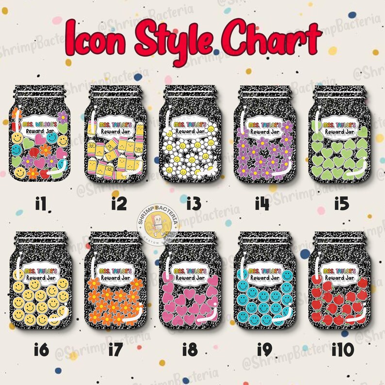 Customized Star Smile Flower Kid Reward Jar, Colorful Classroom Decor ...