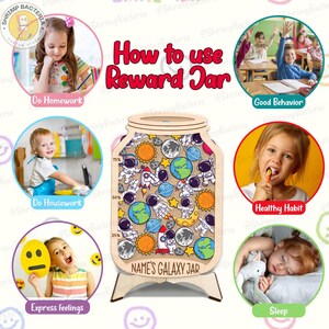 Custom Name's Galaxy Reward Jar, Astronaut Star Reward Jar, Back to ...