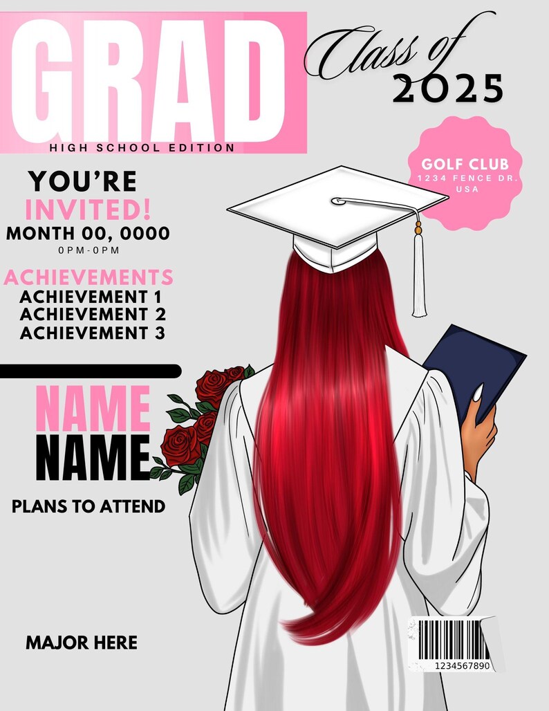 Canva 2025 GRAD Magazine Cover Template - Etsy