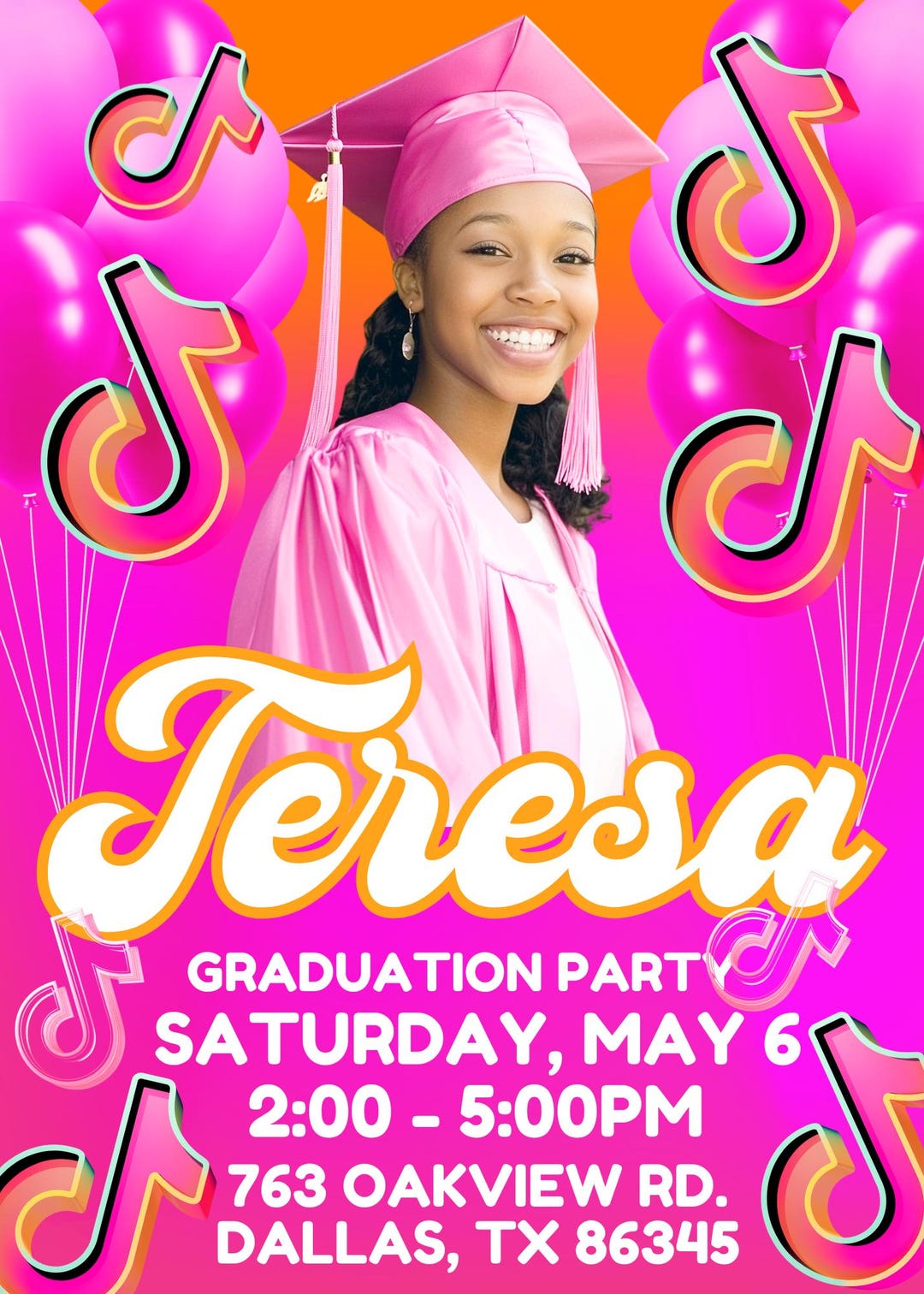 Canva TIKTOK Graduation Flyer - Etsy