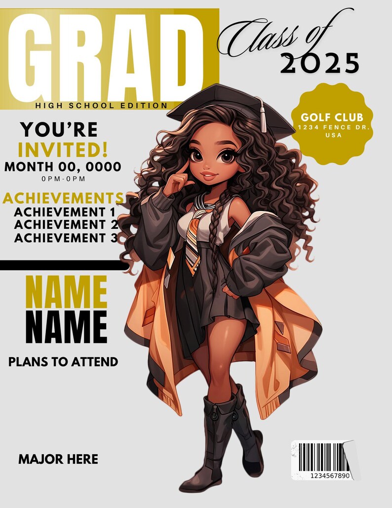 Canva 2025 GRAD Magazine Cover Template - Etsy