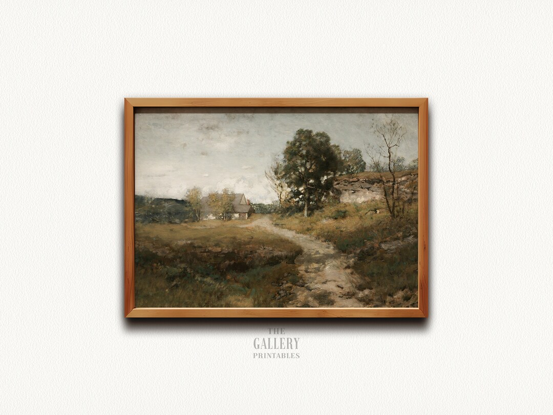 Neutral Country Landscape // Vintage Landscape // Vintage Trees ...