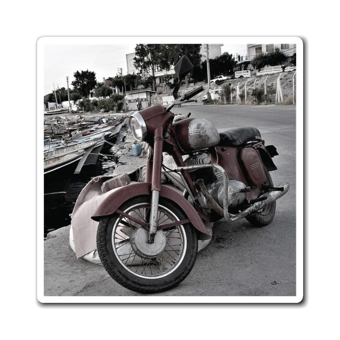 Vintage Red Motorcycle Magnet - Retro Style Biker Fridge Decor, Classic ...