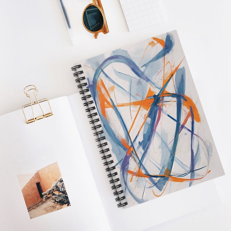 Spiral Notebook Ruled Line Abstract Lines - Etsy