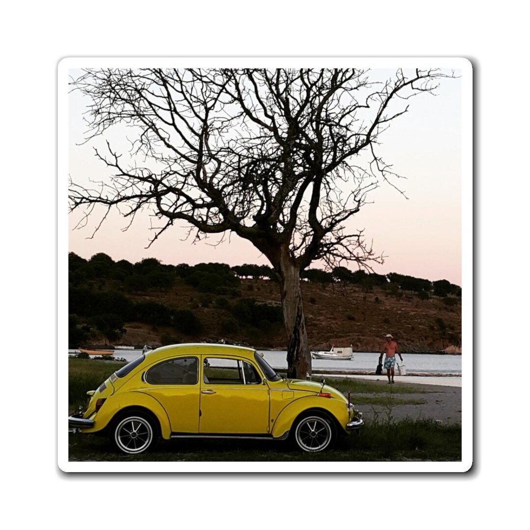 Vintage Yellow Car Magnets, Retro Car Fridge Magnets, Classic Car ...