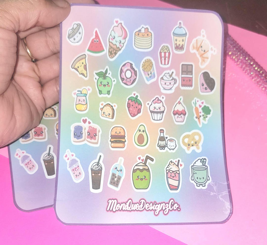 Kawaii Food Stickers, Sticker Sheet, Food Stickers, Cute Foodies - Etsy