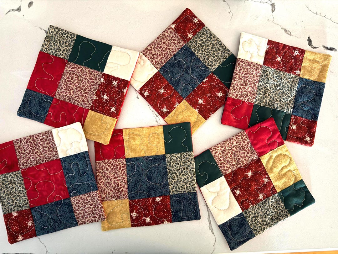Christmas Quilted Coasters (each) - Etsy