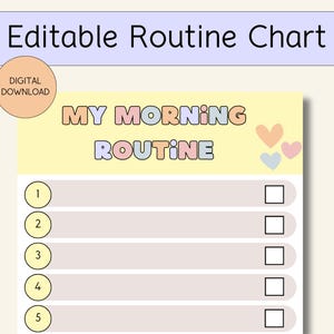 Editable Morning Routine Kids | Ready for School Routine Chart ...