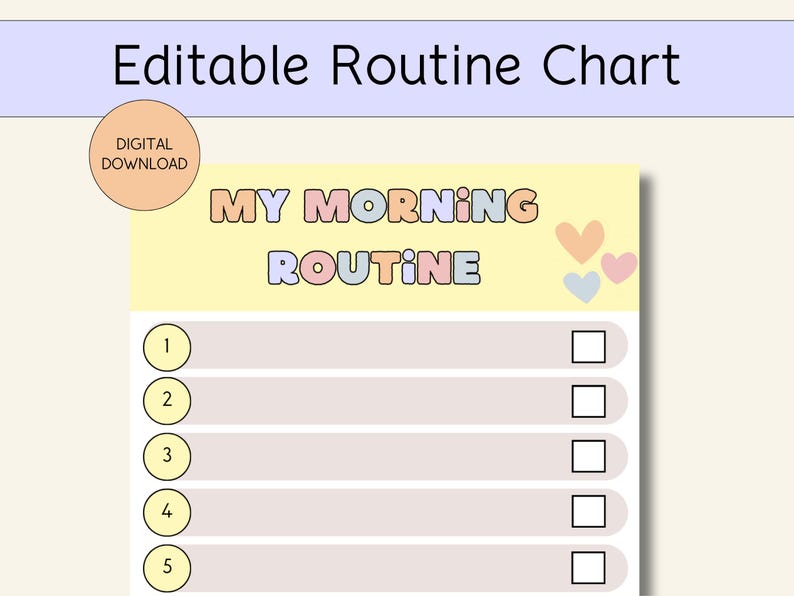 Editable Morning Routine Kids | Ready for School Routine Chart ...