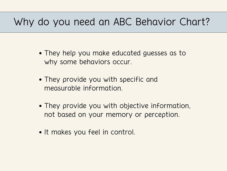 Editable ABC Behavior Chart | Behavior Analysis | Consequence Chart ...