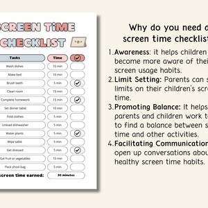 Editable Screen Time Checklist Screen Time Chart Screen Time Tracker ...