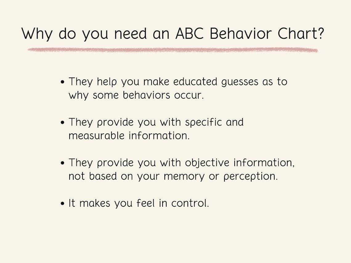Editable ABC Behavior Chart Behavior Analysis Consequence Chart ...
