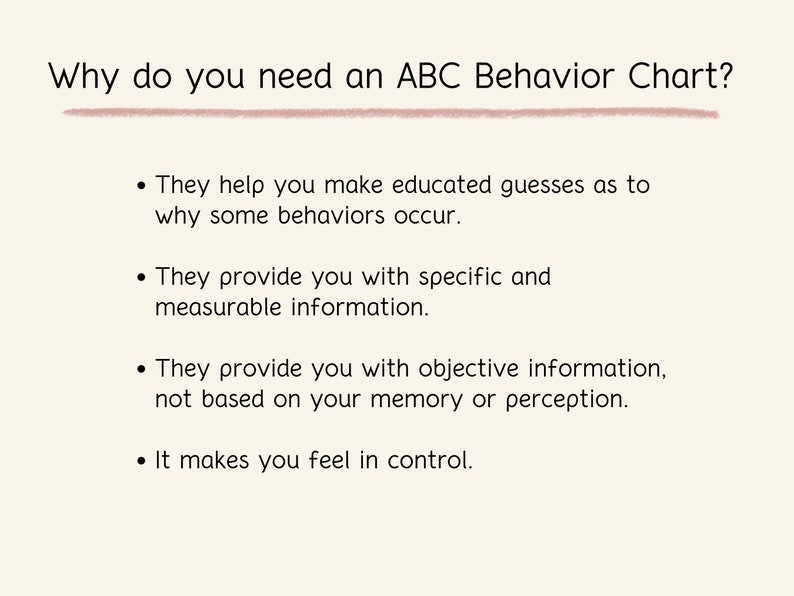 Editable ABC Behavior Chart Behavior Analysis Consequence Chart ...